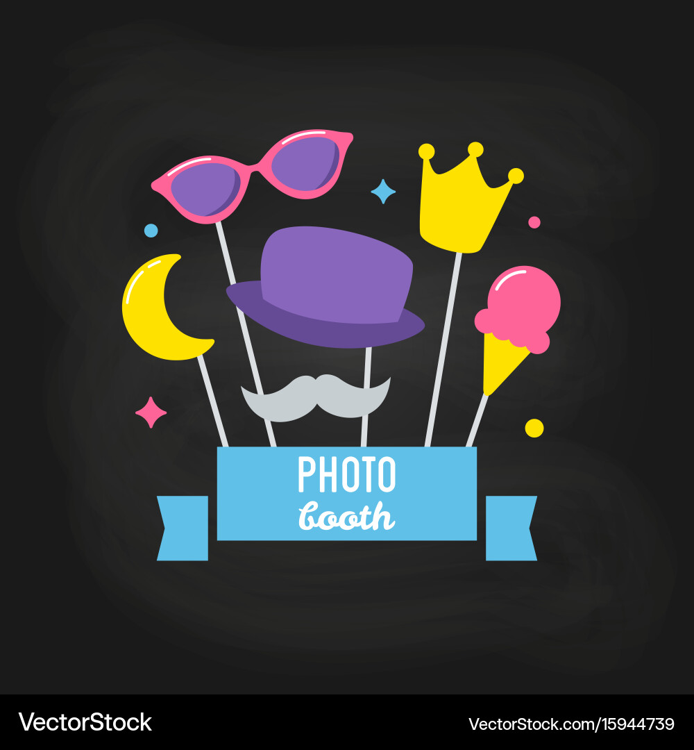 Photo booth props on chalkboard background Vector Image