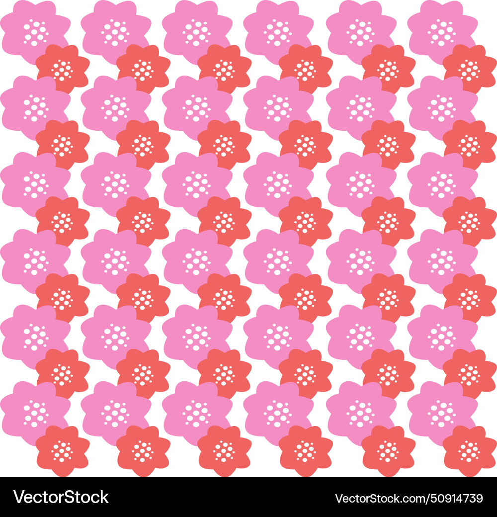 Retro pink floral pattern background wallart Vector Image