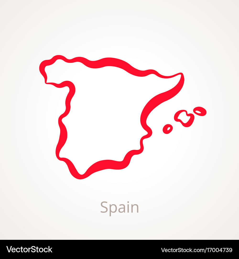 Spain Outline Map with Red Marking Royalty Free Vector Image
