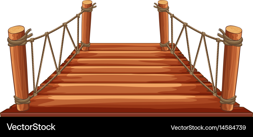 Wooden bridge with rope attached Royalty Free Vector Image