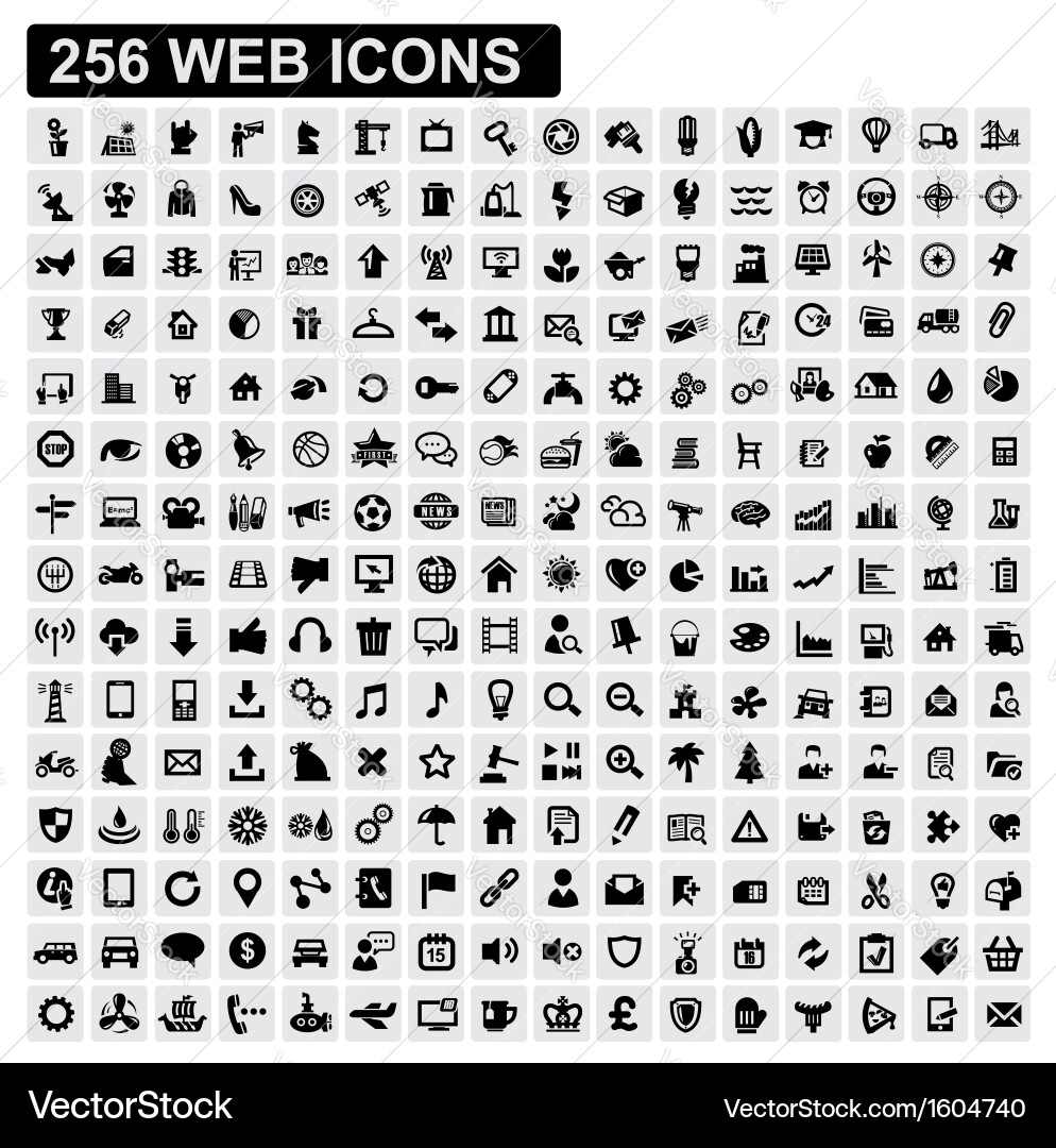 256 web icons Royalty Free Vector Image - VectorStock
