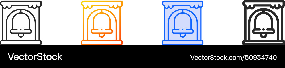 Bell tower iconthin linear gradient blue stroke Vector Image