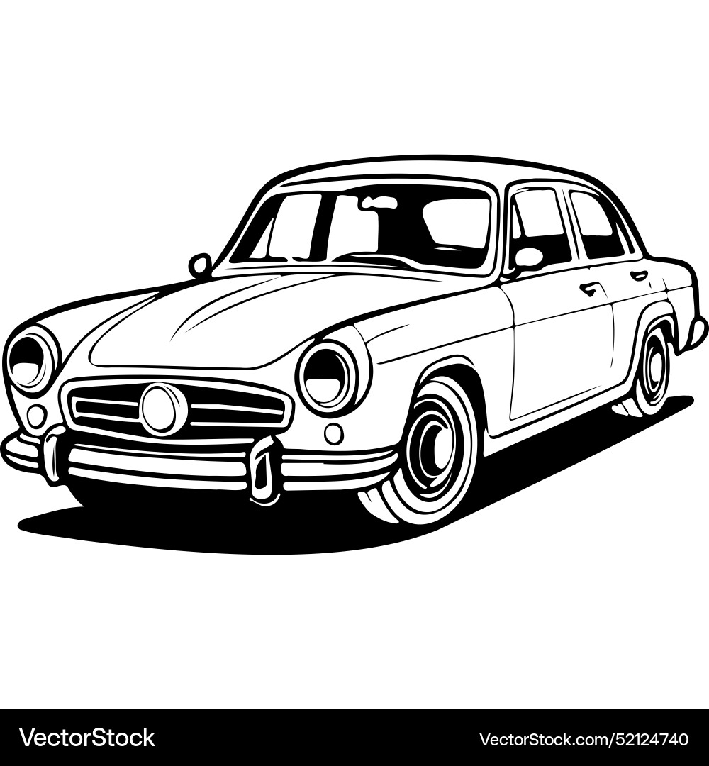 Car drawing realistic outline line transparent Vector Image