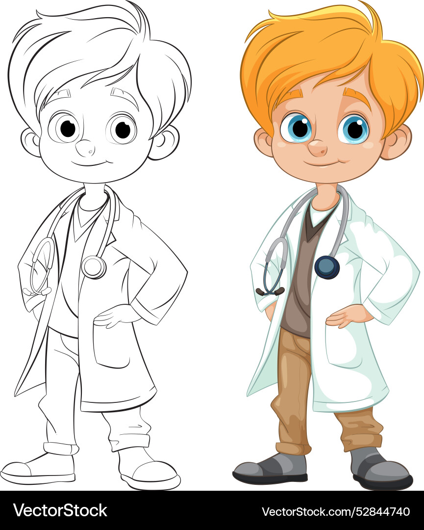 Cartoon doctor with stethoscope and lab coat Vector Image
