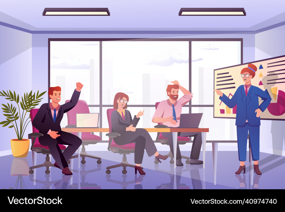 Conference hall concept in flat cartoon design Vector Image