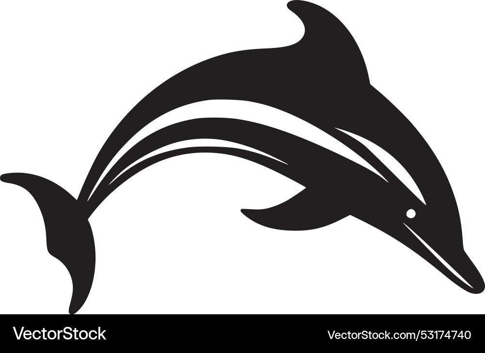 Dolphin - black and white Royalty Free Vector Image