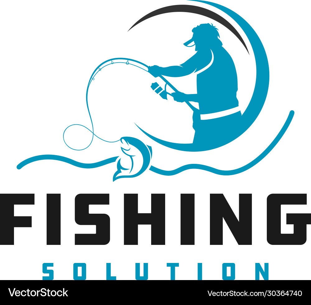 Fish fishing logo design Royalty Free Vector Image