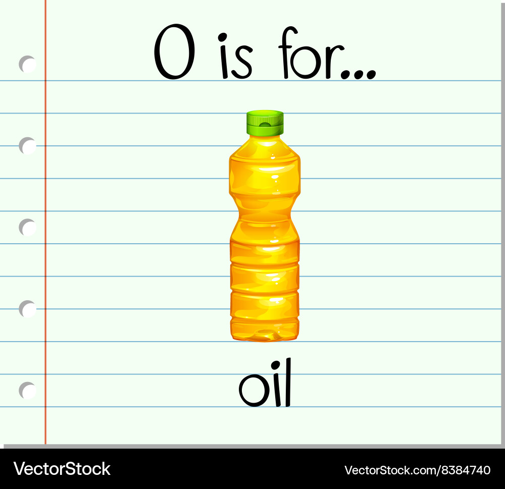 Flashcard letter o is for oil Royalty Free Vector Image