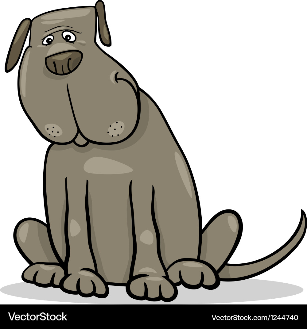Funny big gray dog cartoon Royalty Free Vector Image