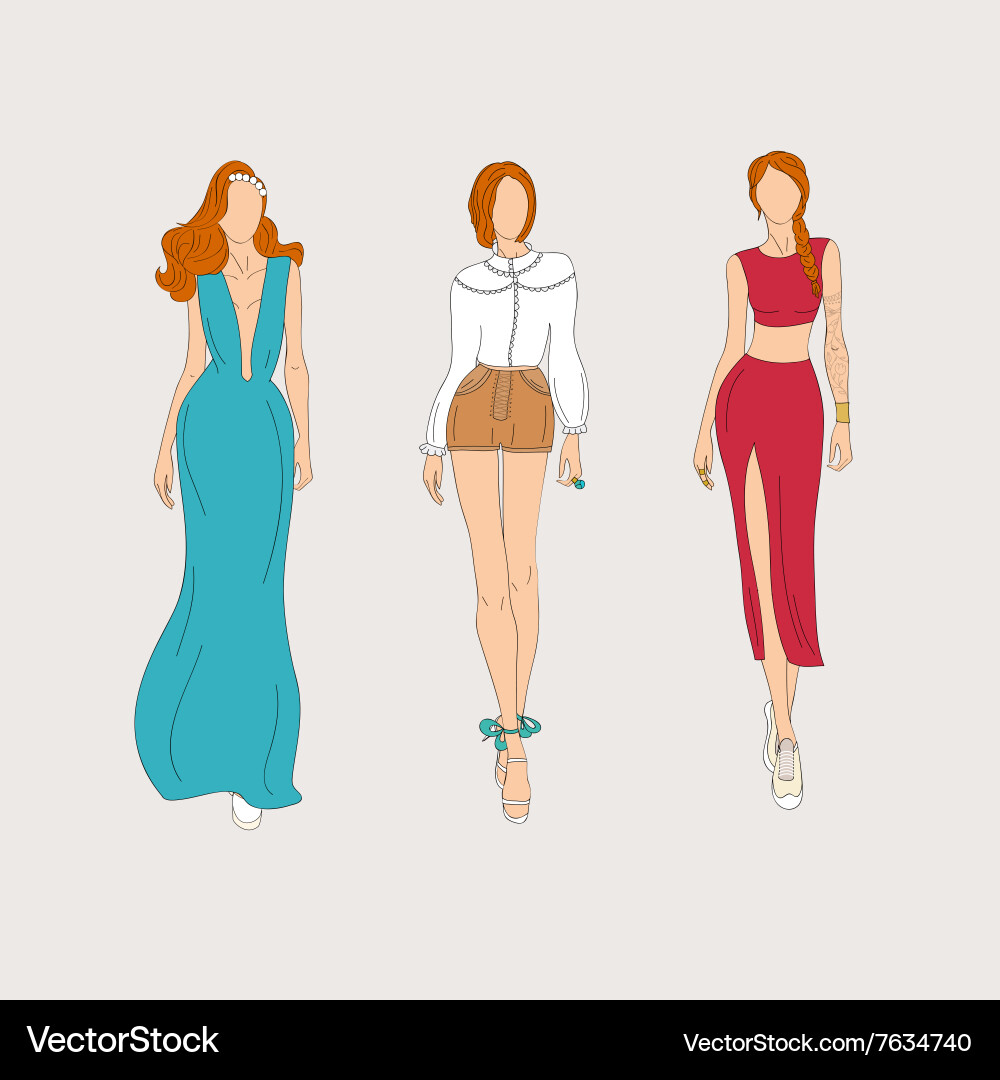 Hand drawn fashion models Royalty Free Vector Image