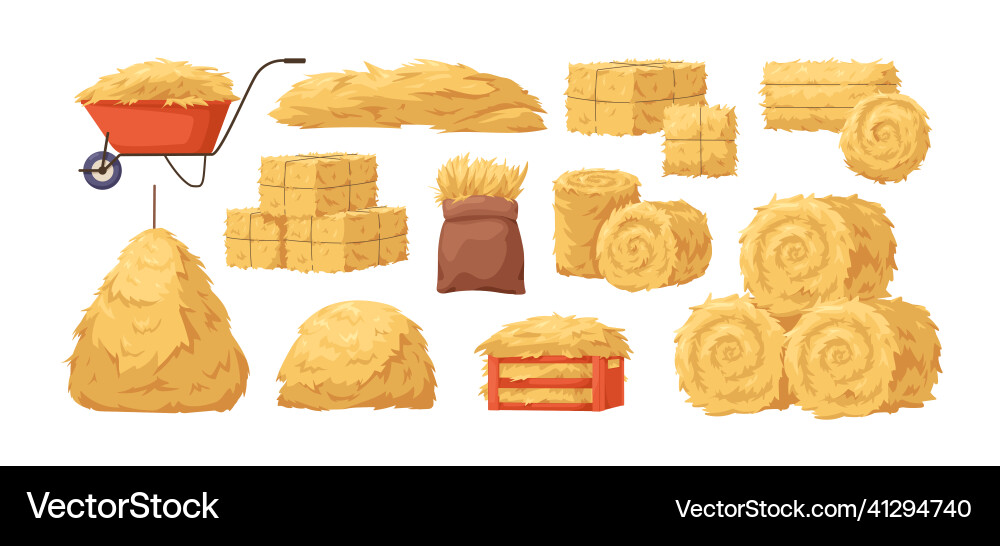 Hay Bales and Straw Bundles Royalty Free Vector Image