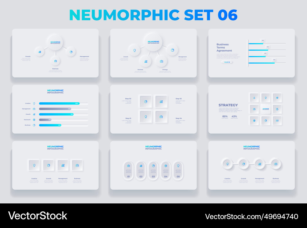 Neumorphismus Infografiken Elemente setzen Zeitlinien