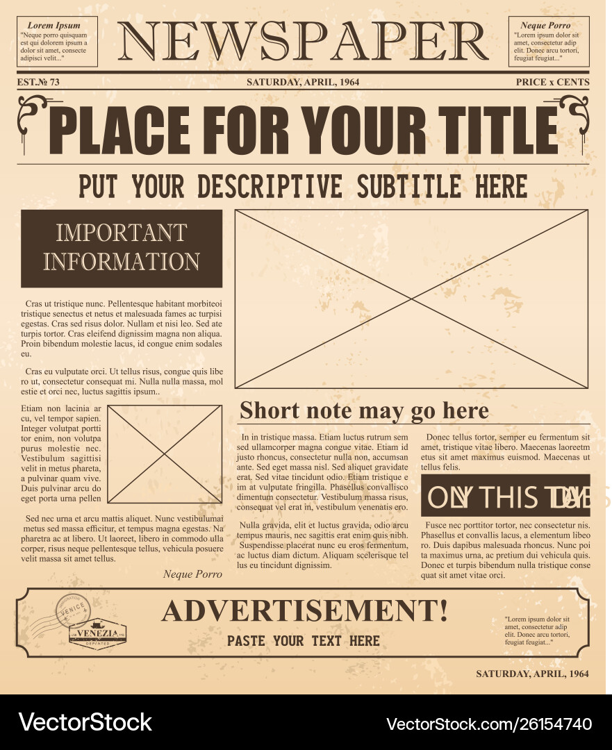 Old newspaper retro design Royalty Free Vector Image