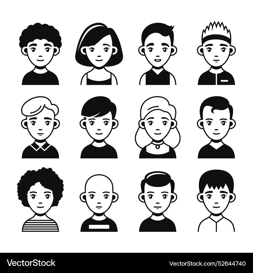 User icons set on white background Royalty Free Vector Image