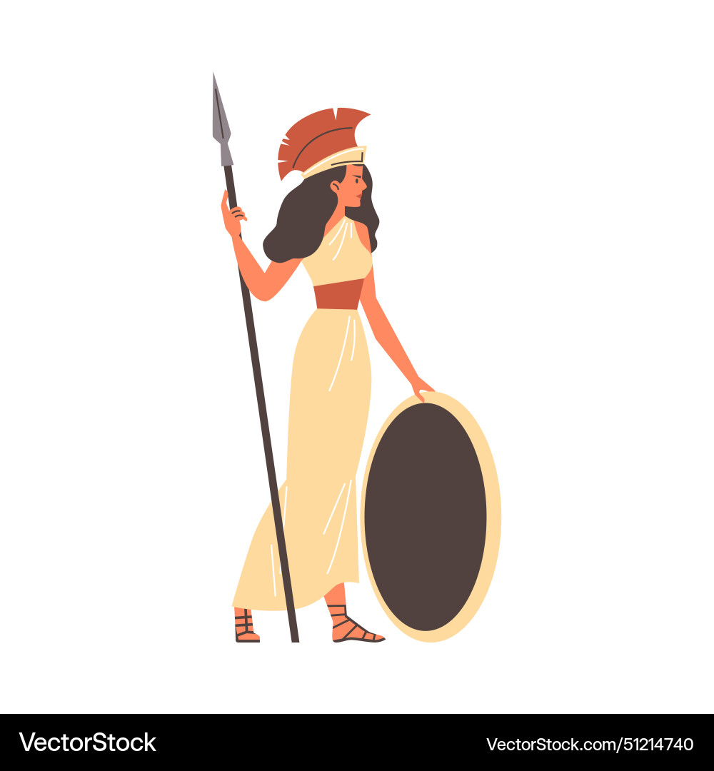 Warrior woman with spear and shield Royalty Free Vector