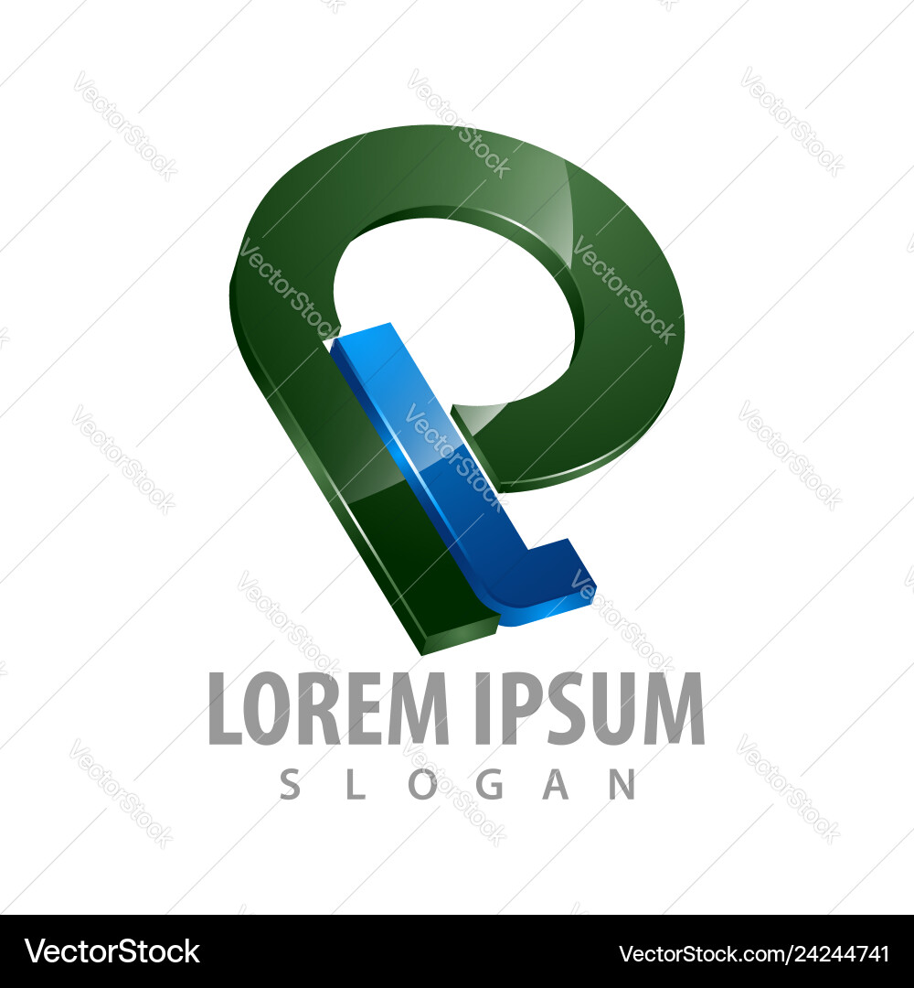 3D Initial PL Logo - Monogram Concept Royalty Free Vector