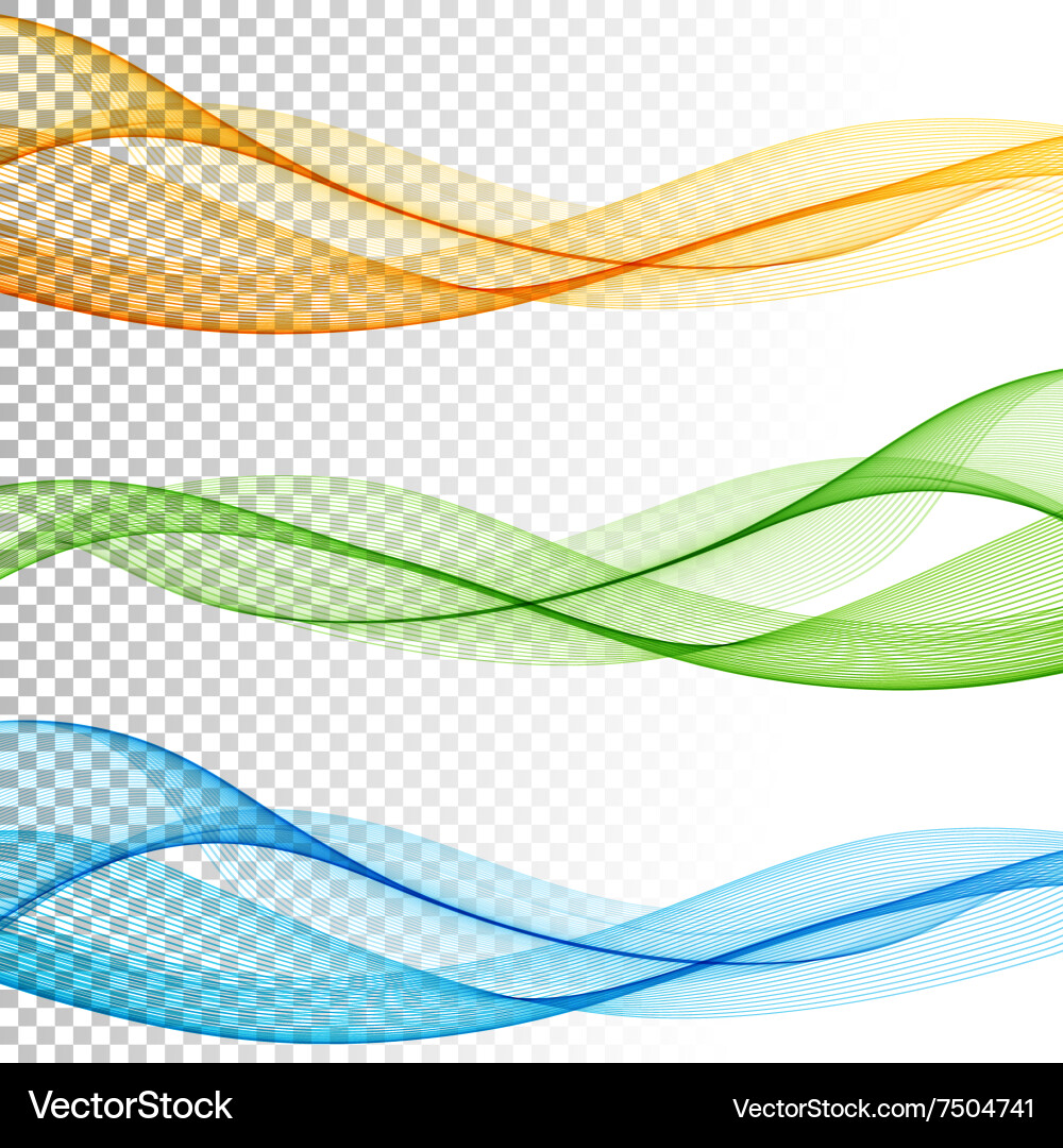 Abstract smooth color wave set Royalty Free Vector Image