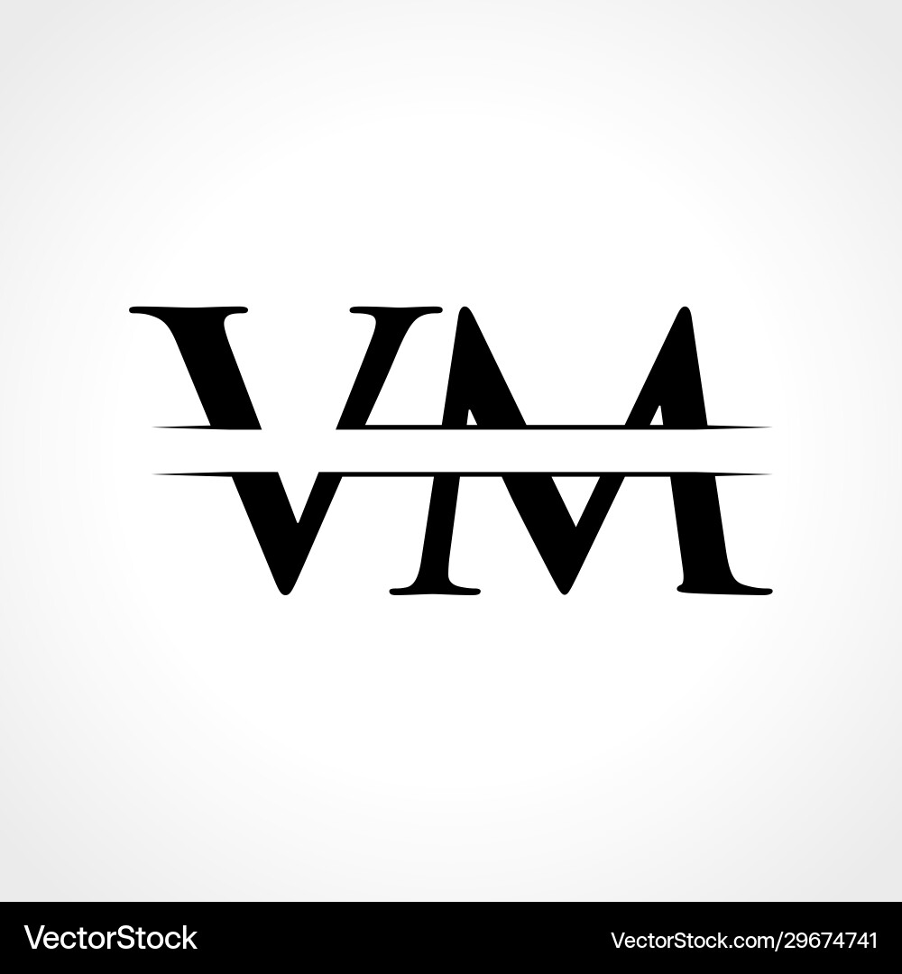 Creative letter vm logo template with black color Vector Image