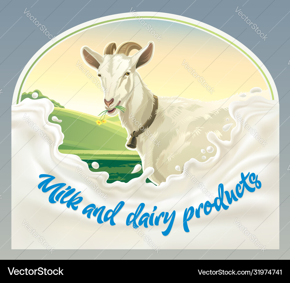 Dairy Goat in Milk Splash Royalty Free Vector Image