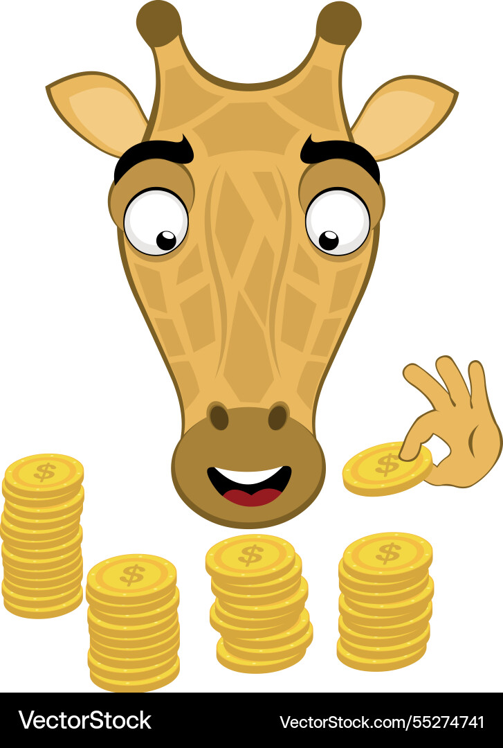 Giraffe counting coins Royalty Free Vector Image