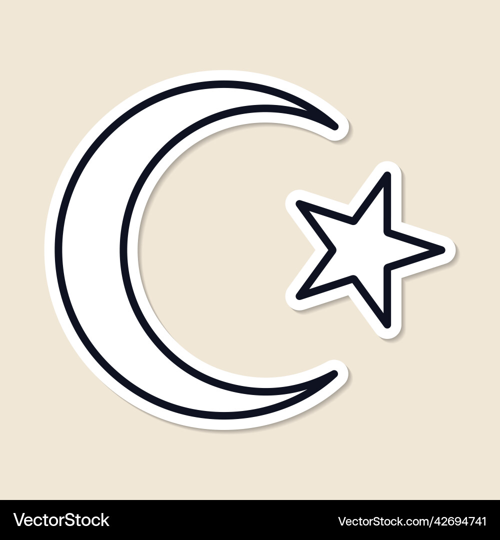 Islamic crescent moon and star symbol Royalty Free Vector