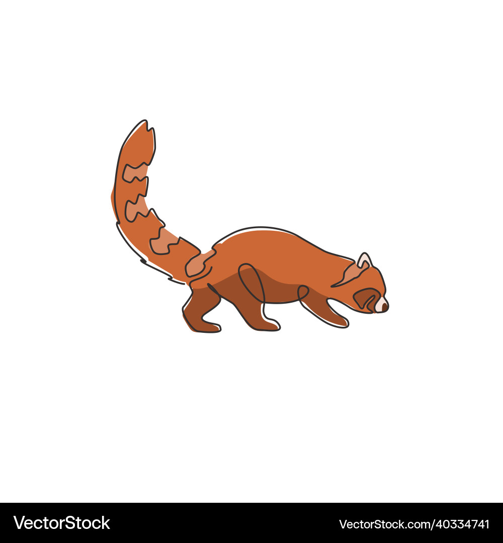 One single line drawing of funny red panda Vector Image