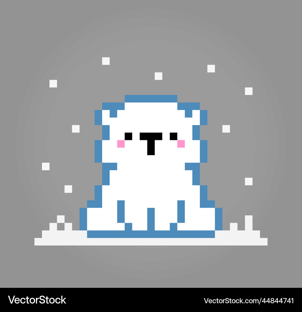 Pixel 8 bit polar bear animals Royalty Free Vector Image