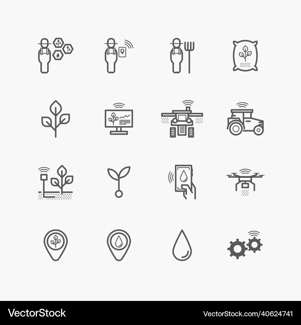 Smart farming or agriculture technology icons set Vector Image