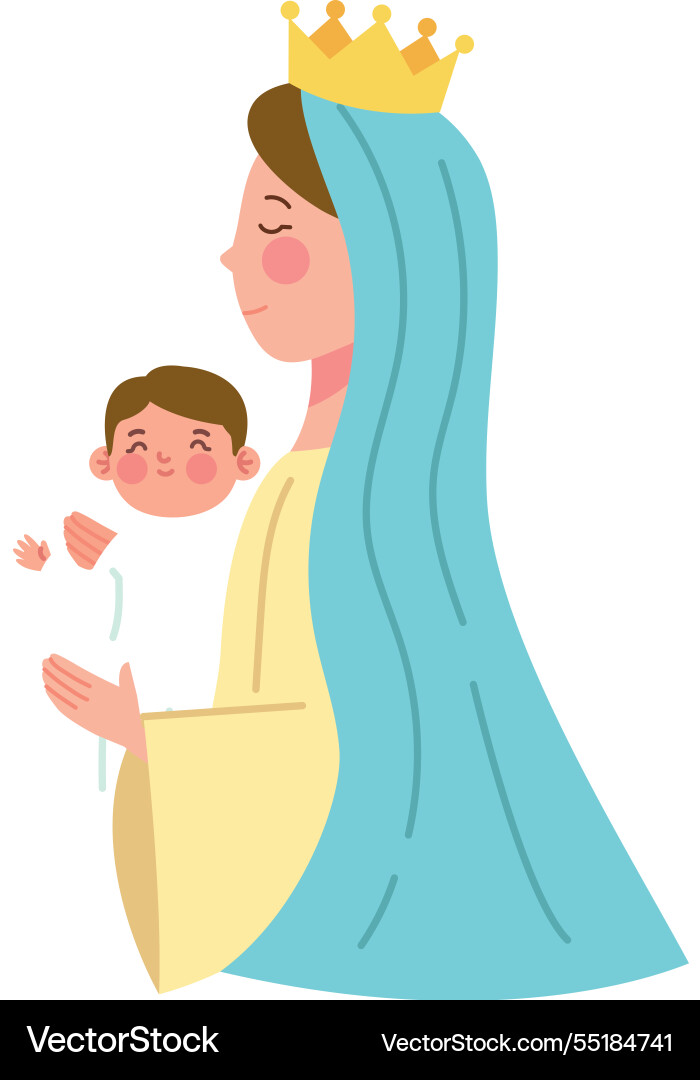 Virgin mary and baby jesus Royalty Free Vector Image