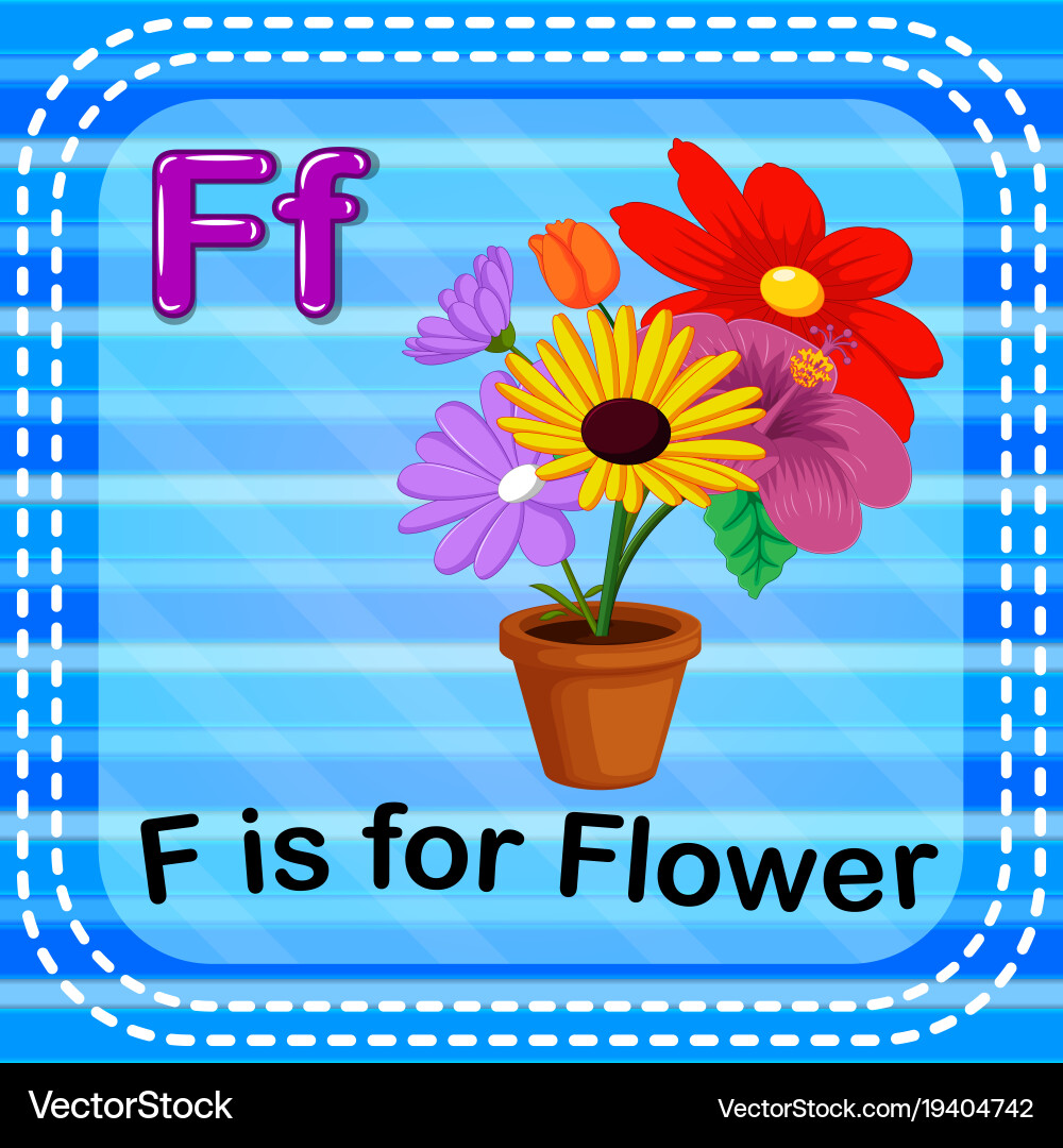Flashcard letter f is for flower Royalty Free Vector Image