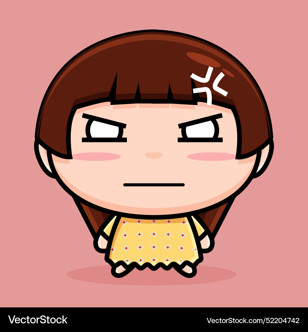 Girl character mascot with angry expression Vector Image