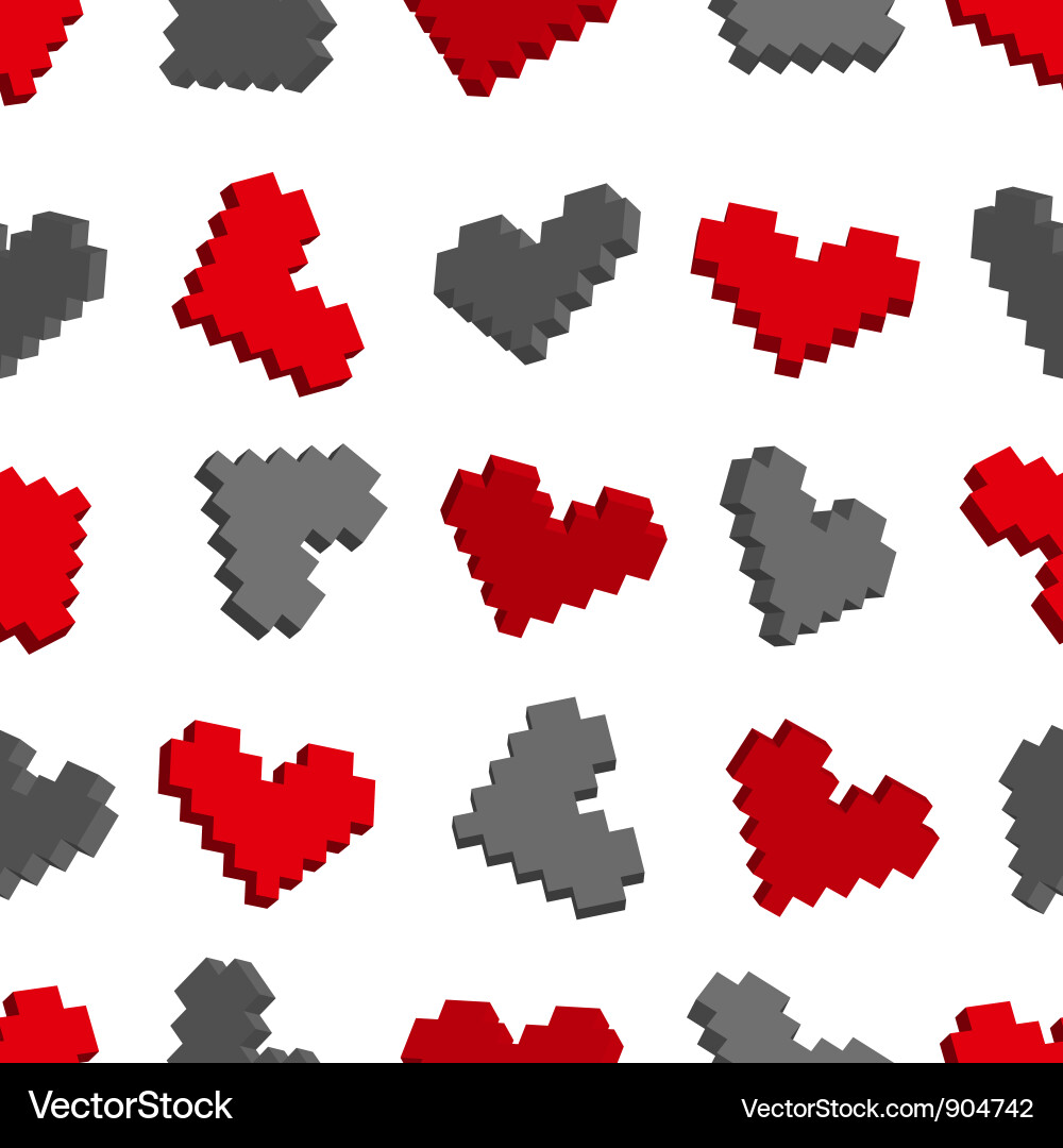 Pixel Heart Seamless Pattern Royalty Free Vector Image