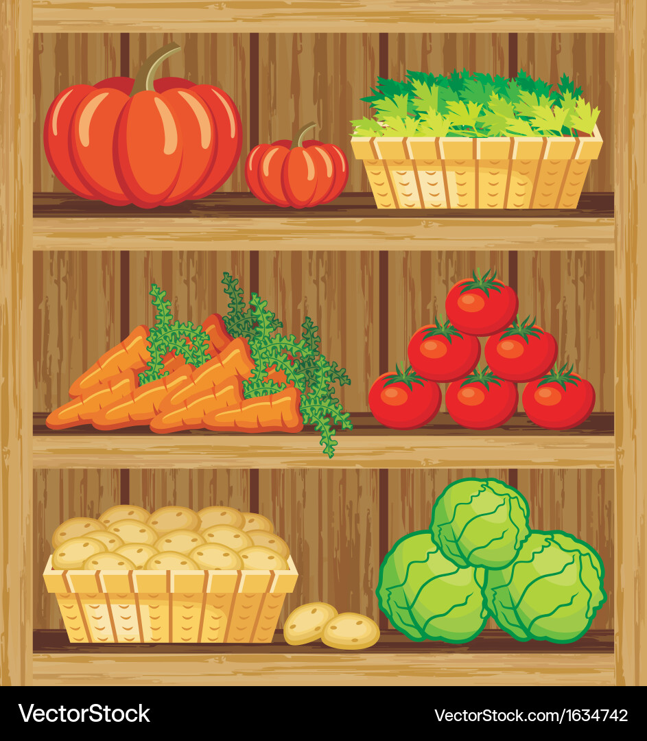 Shelfs with food Royalty Free Vector Image - VectorStock