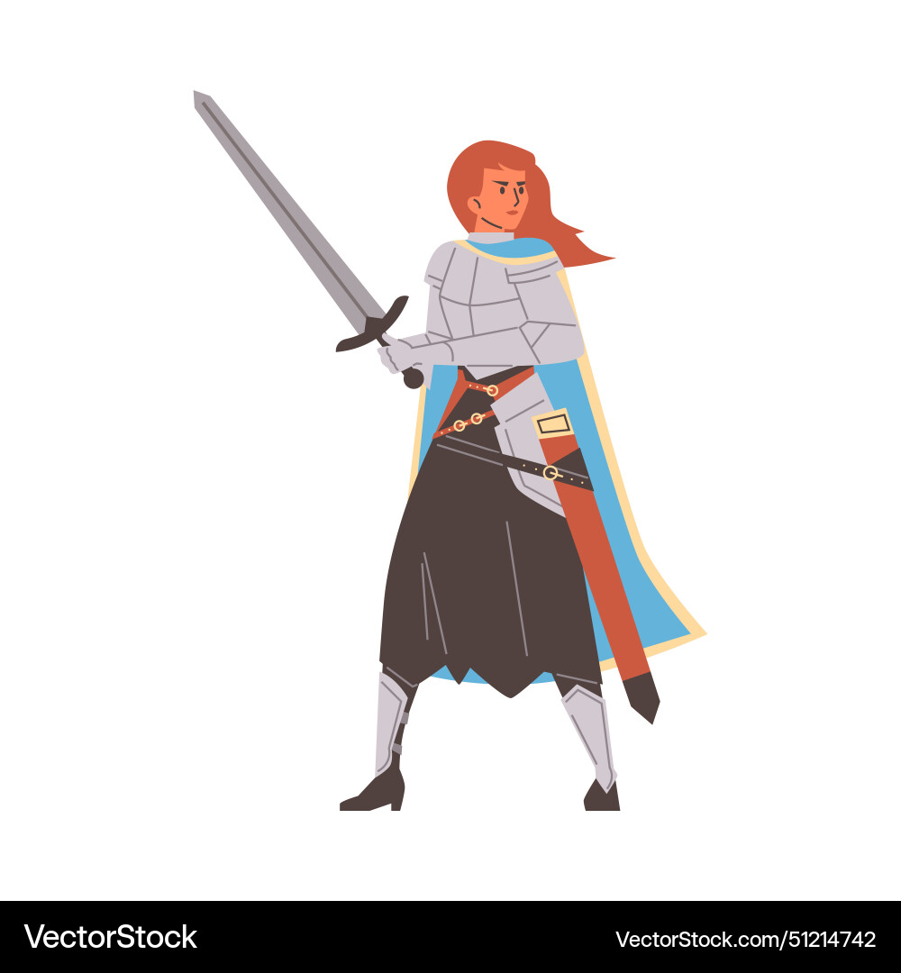Valiant knight with sword Royalty Free Vector Image