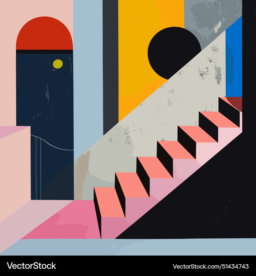 Abstract geometric shapes form staircase entrance Vector Image