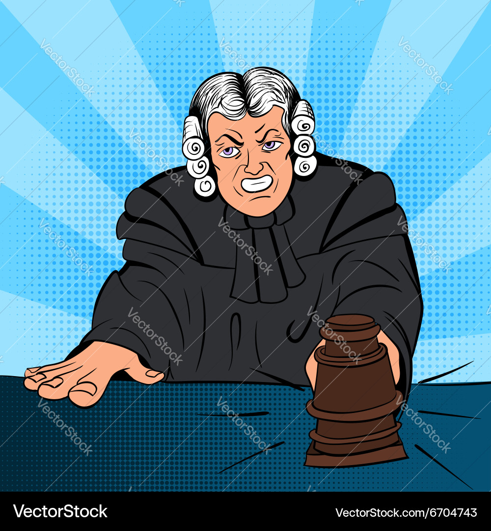 Angry judge comics character Royalty Free Vector Image