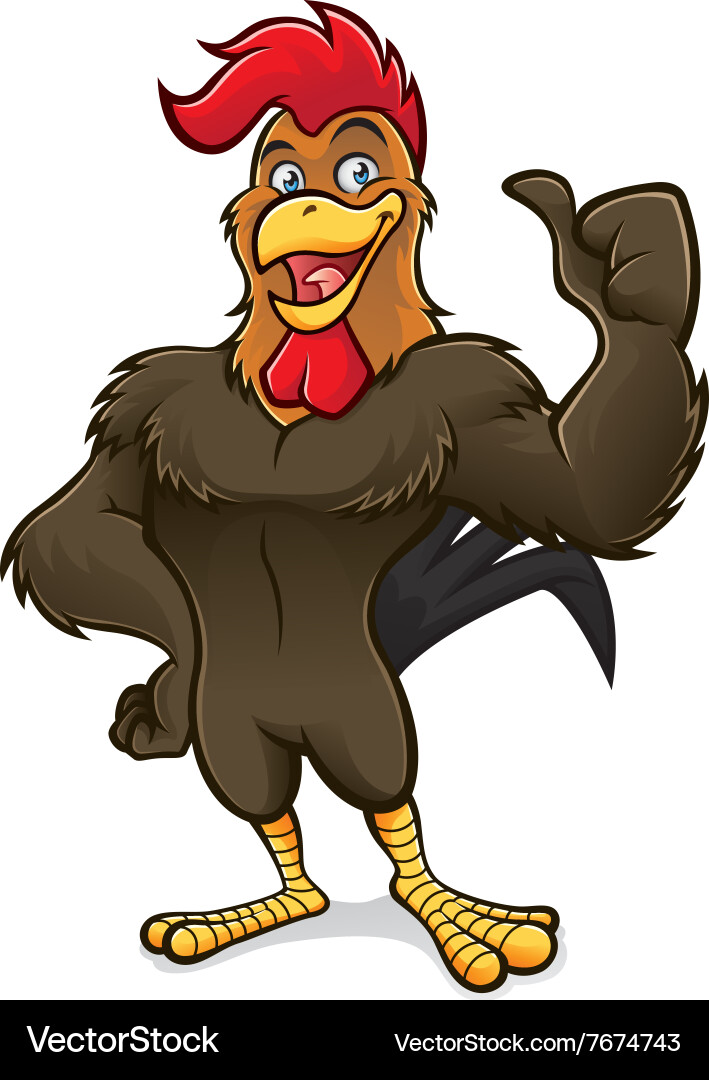 Cartoon rooster thumb up Royalty Free Vector Image