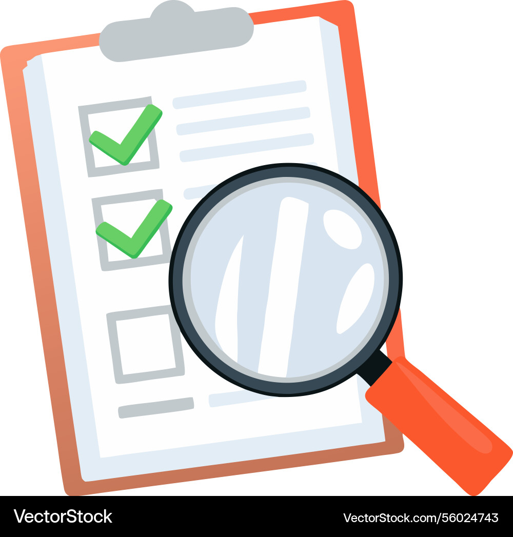 Detailed checklist inspection with magnifying Vector Image