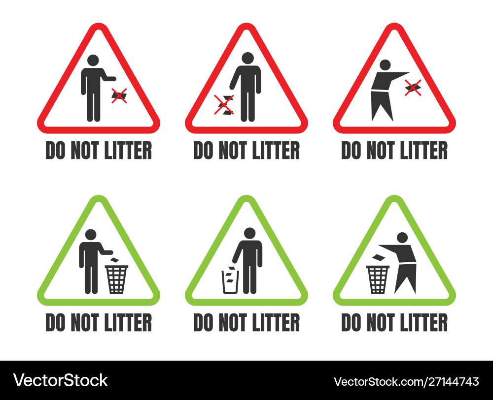 Litter Prevention Signs - Keep Clean Icons Vector Image