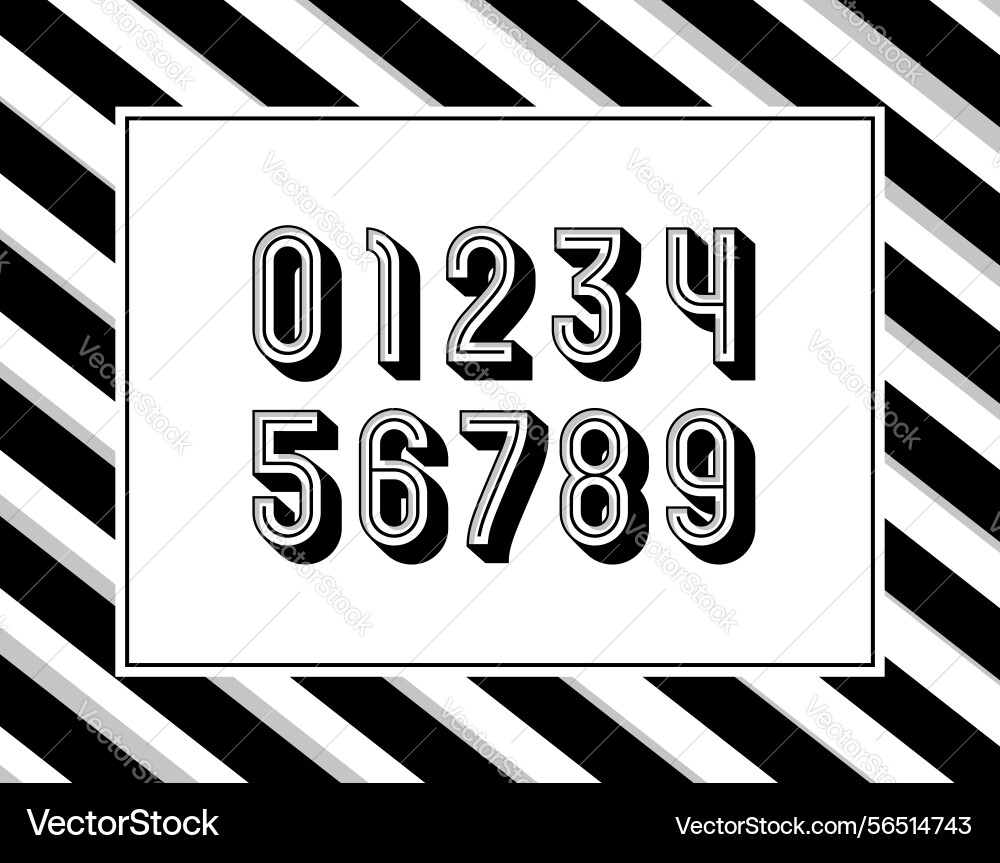 Numbers set made 3d style numerals 0 to 9 10eps Vector Image
