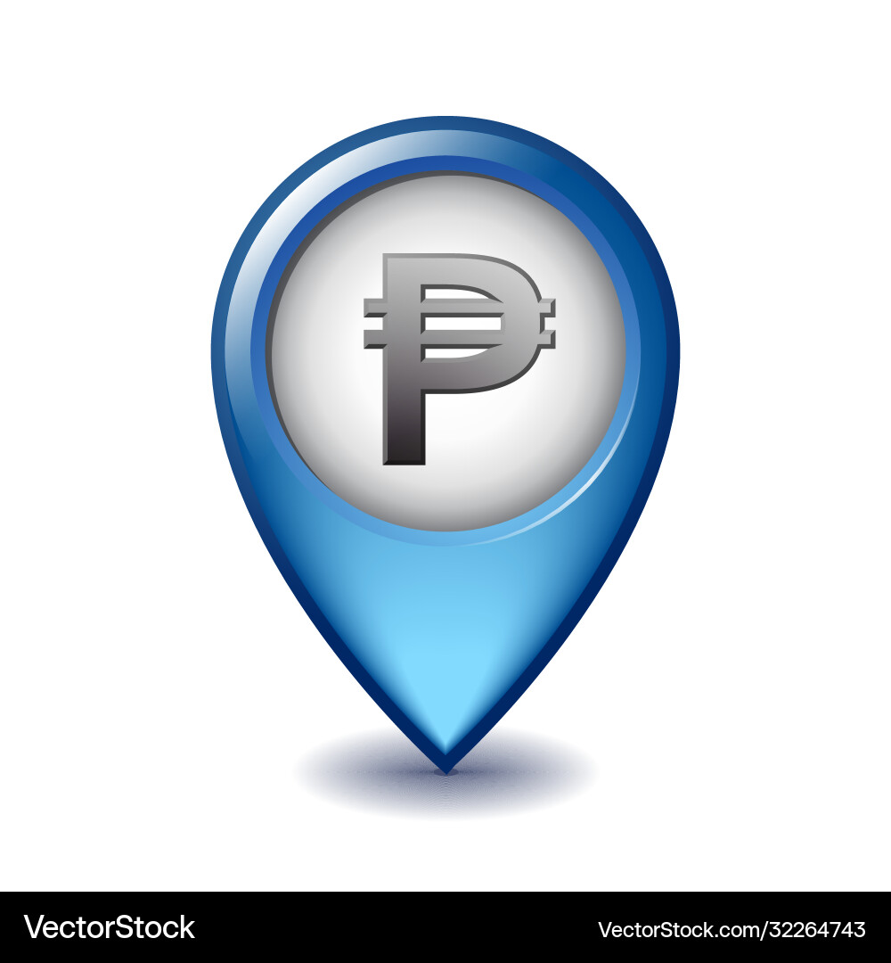 Philippine peso symbol on mapping marker Vector Image