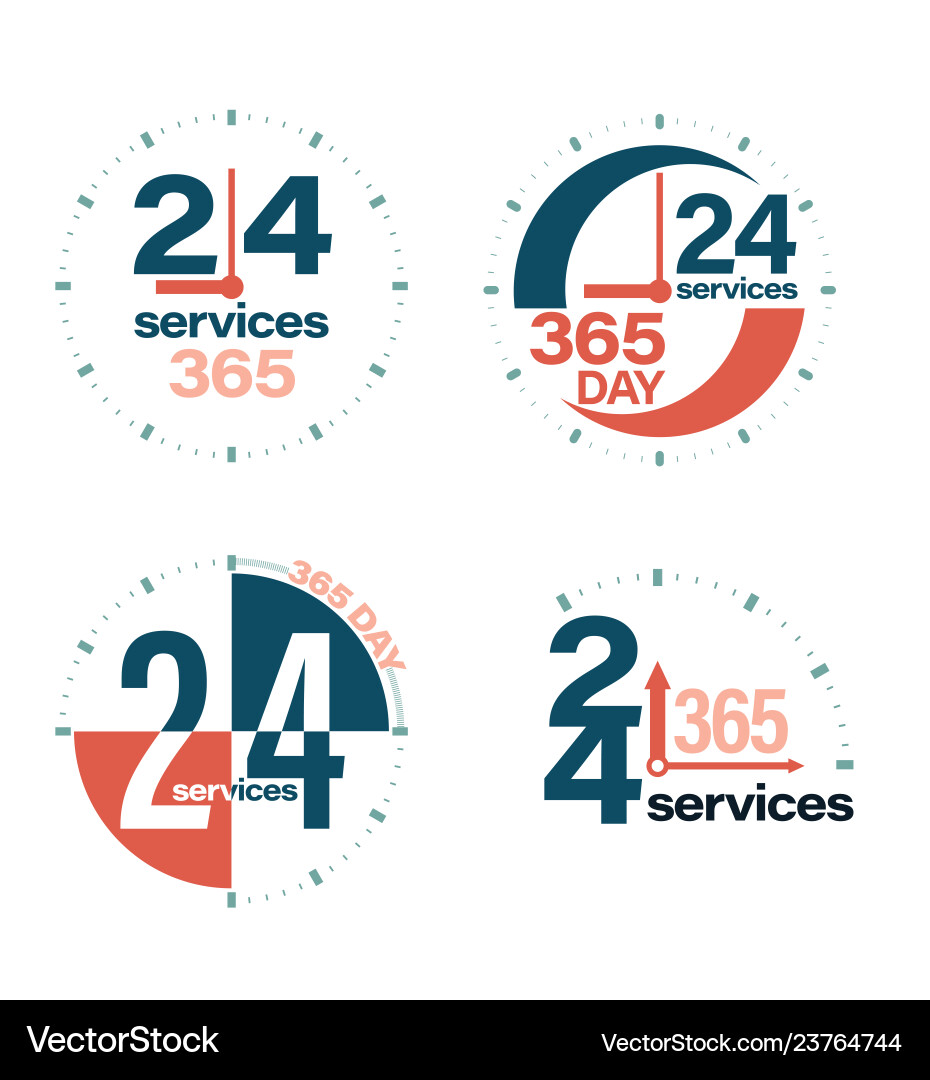 24 hours open customer service Royalty Free Vector Image