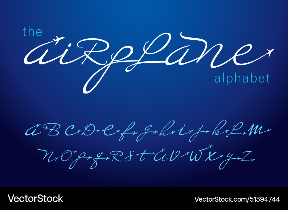 Airplane fly travel alphabet Royalty Free Vector Image