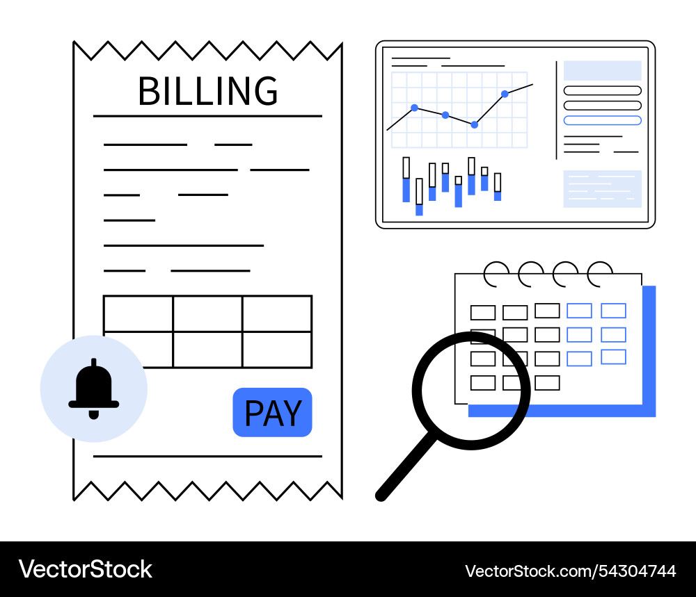 Billing receipt with payment button financial Vector Image
