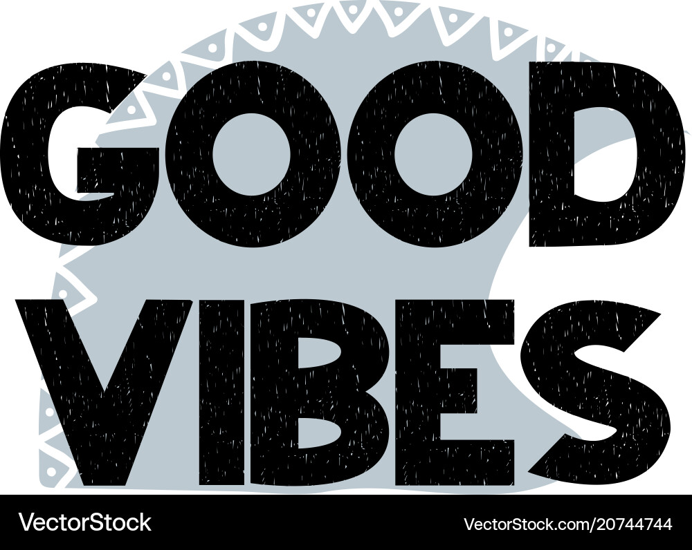 Card with lettering good vibes and wave Royalty Free Vector