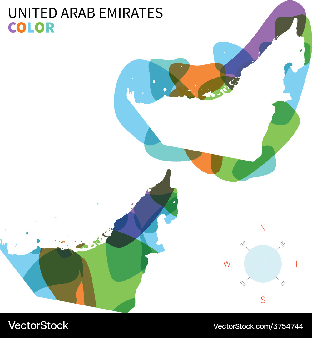 Colorful UAE Map Royalty Free Vector Image - VectorStock