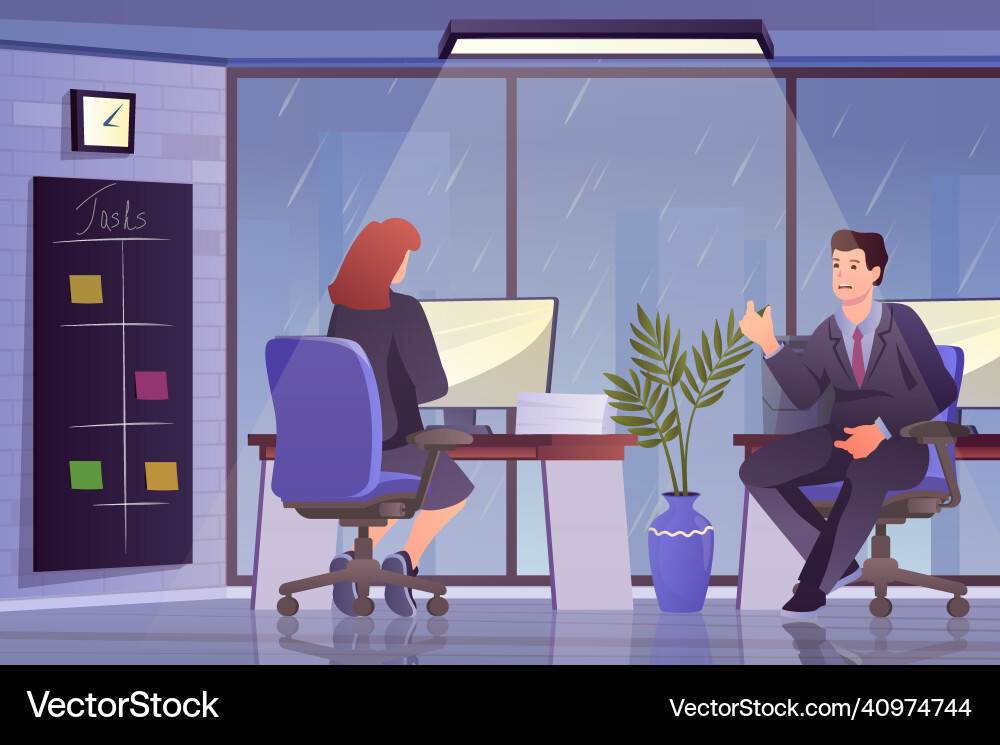 Crunch time concept in flat cartoon design Vector Image