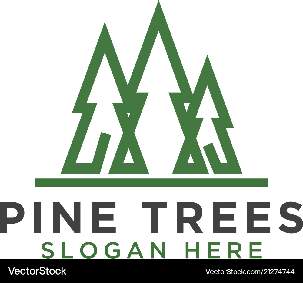 Pine tree line art logo design template Royalty Free Vector