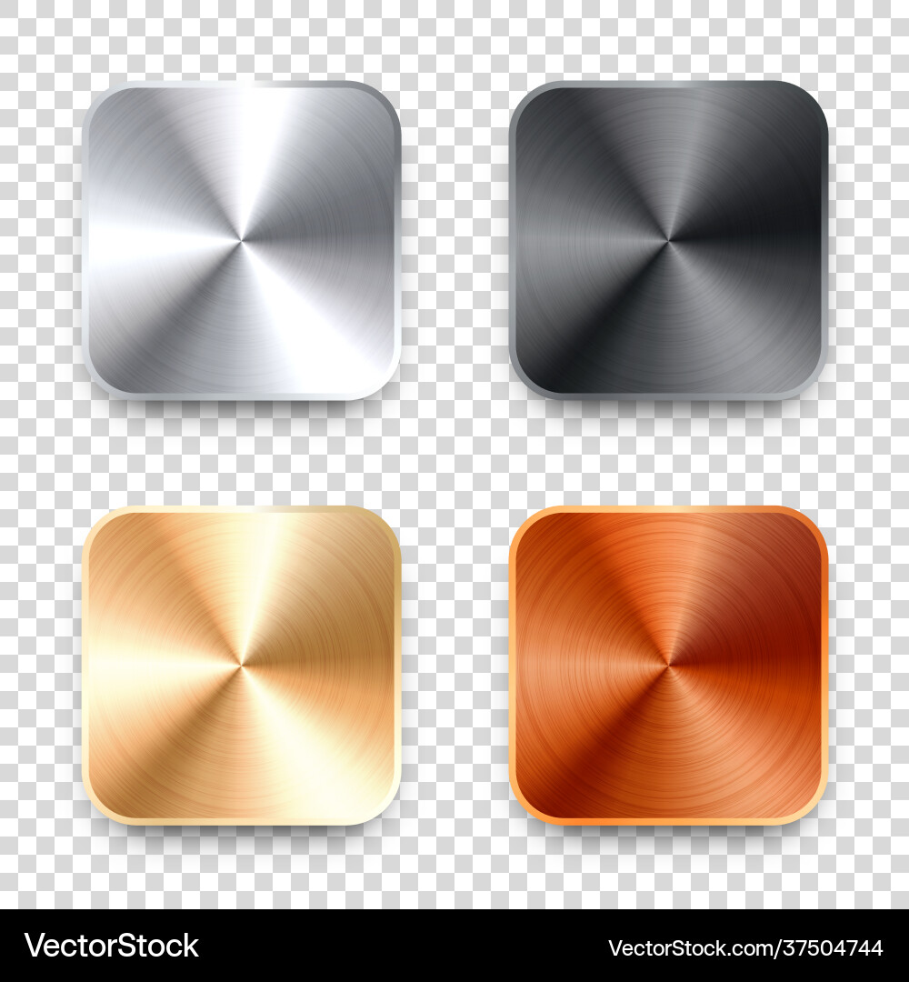 Realistic square metal chrome button steel volume Vector Image