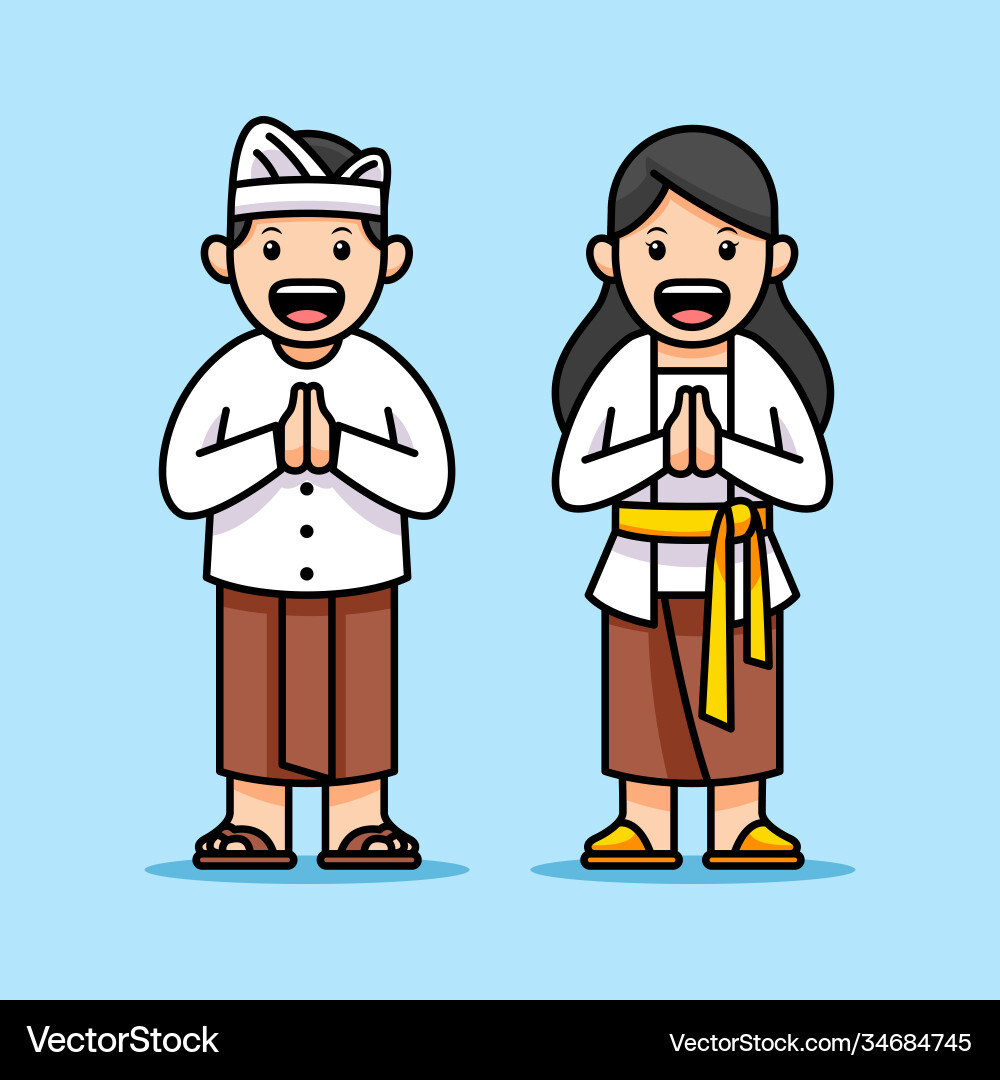 Cartoon comical character bali kids Royalty Free Vector